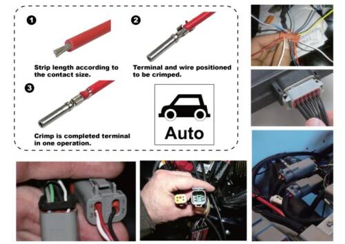 7 Die ratchet crimping kit for Deutsch stamped + solid contacts