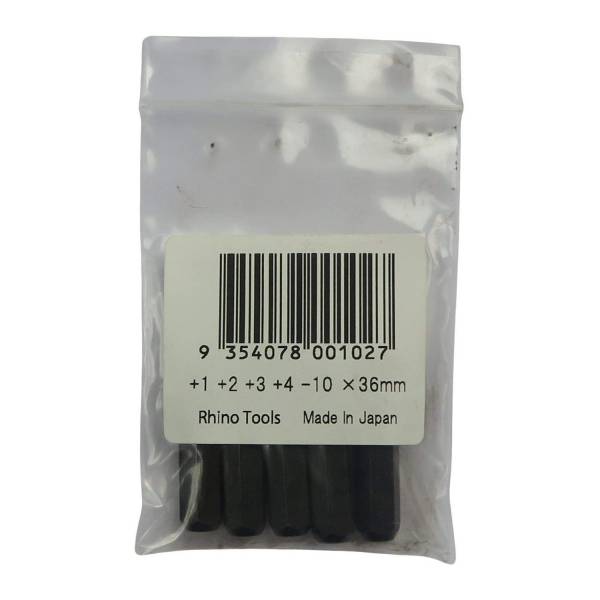 +1 +2 +3 +4 -10 X 36mm JIS Impact Bits - Rhino Electricians Tools
