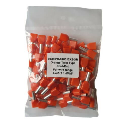 Twin Wire 4mm² Bootlace Ferrules - RED - Rhino Electricians Tools